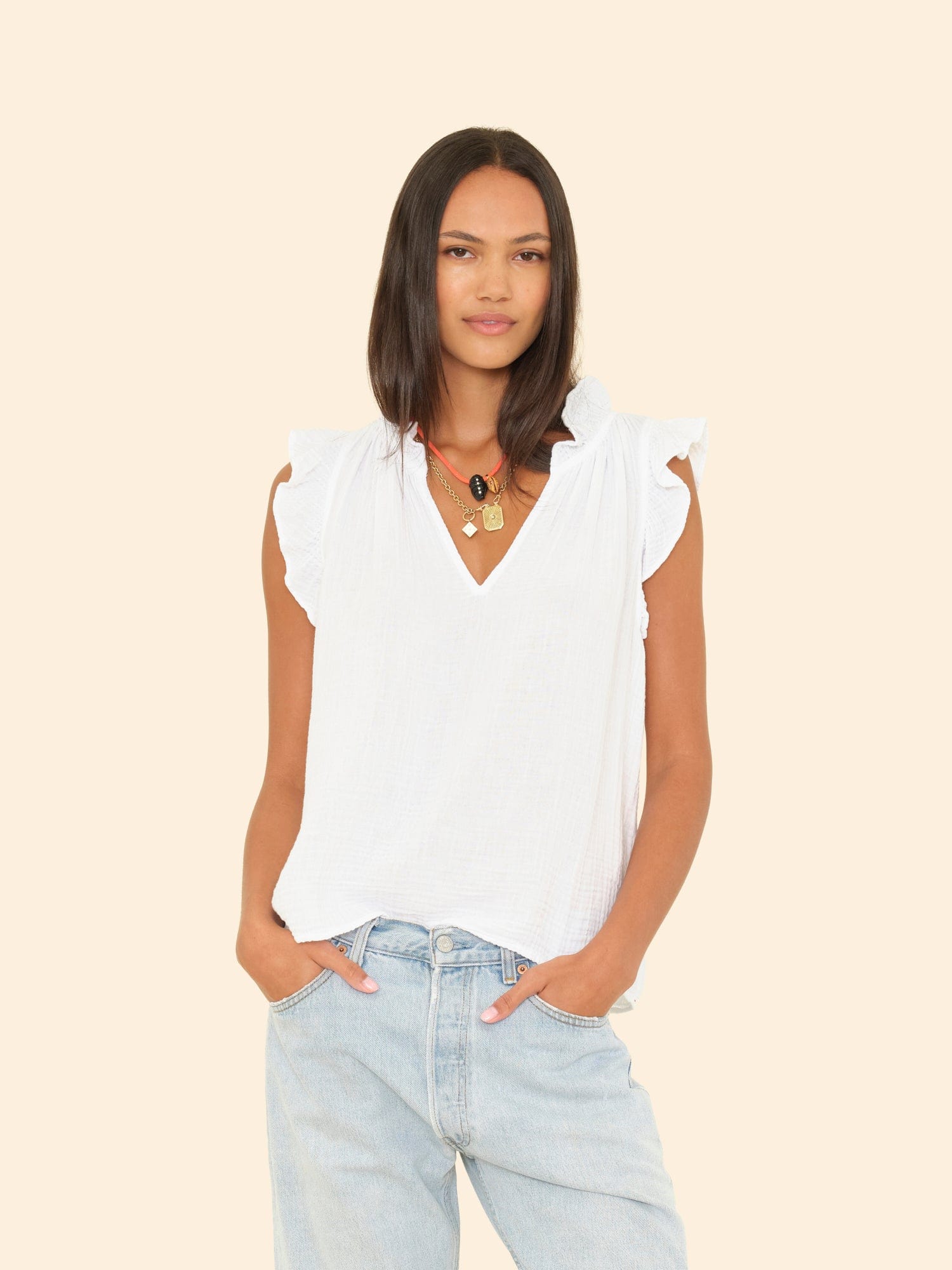 White Bex Gauze Top